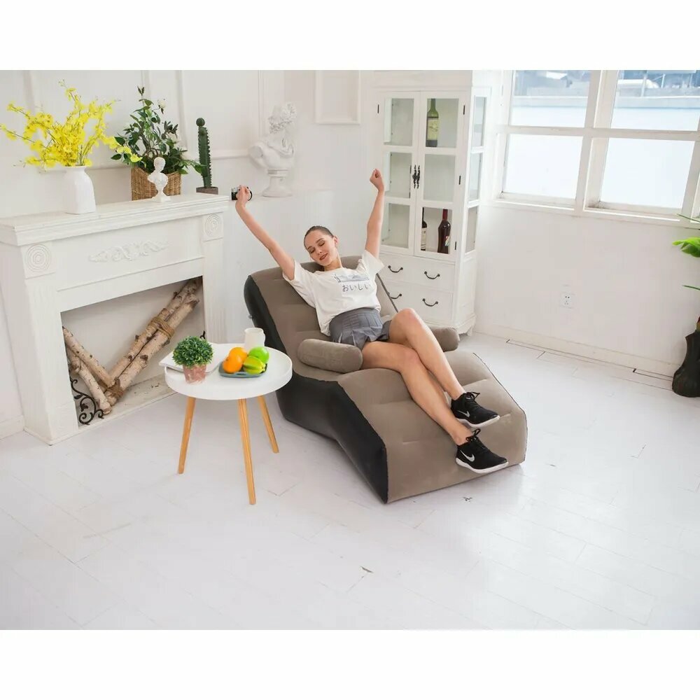 Бескаркасный диван Матрас, Бархат, Размер XXXXXL, темно-коричневый