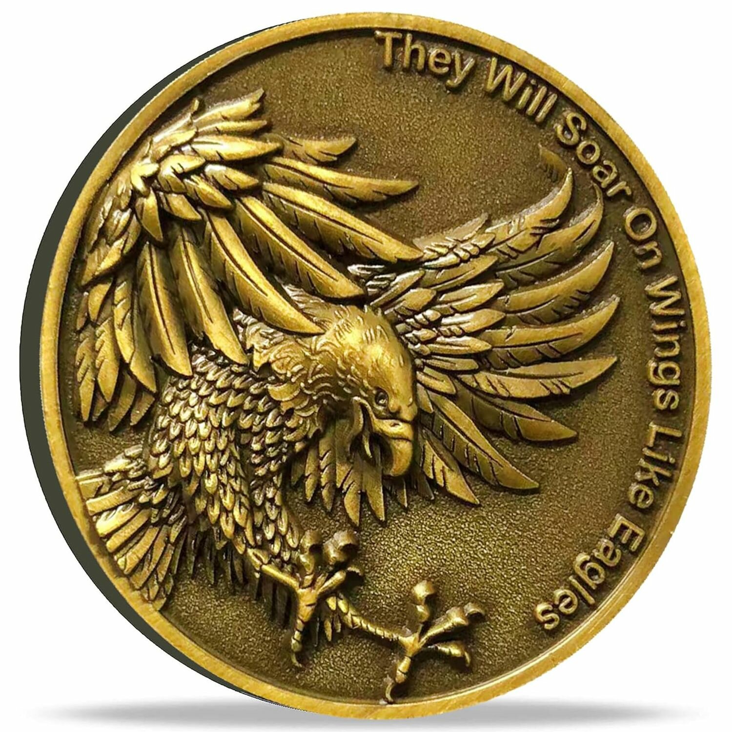 Монета с символикой орла: сила и вера вдохновляются библейскими стихами в подарочном мешке (одна монета)