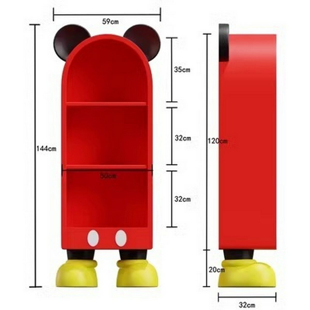 Детская тумбочка Mickey, МДФ, напольная, поп-арт (красный, высокий)