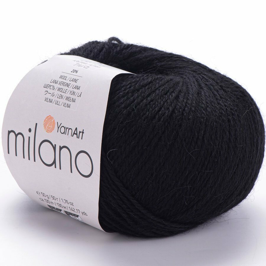 Пряжа Yarnart MILANO 850 черный (10 мотков)