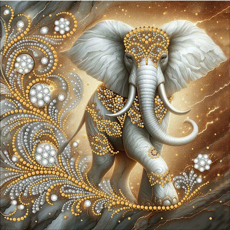 Канва с рисунком Larkes #К3689 Слон, Вышивка бисером, 26 х 26 см (Бисер в комплект не входит.)