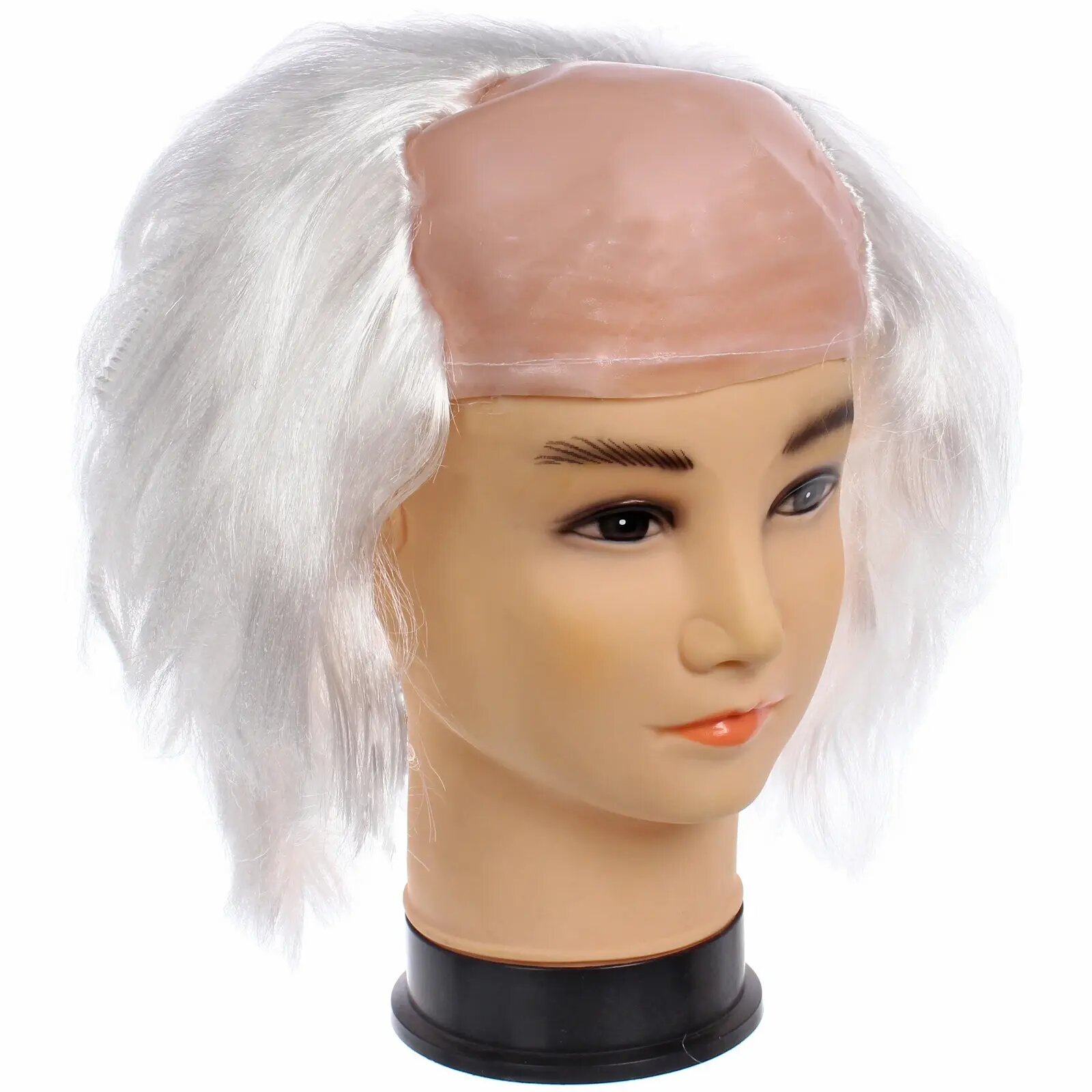 Парик карнавальный «Учёный», белый, волнистые пряди, нейлон, универсальный размер