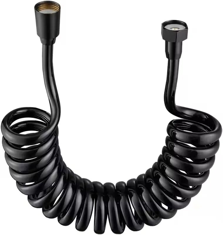 Пружинный гибкий шланг для душа 1.5-5 м Black, 2.0M