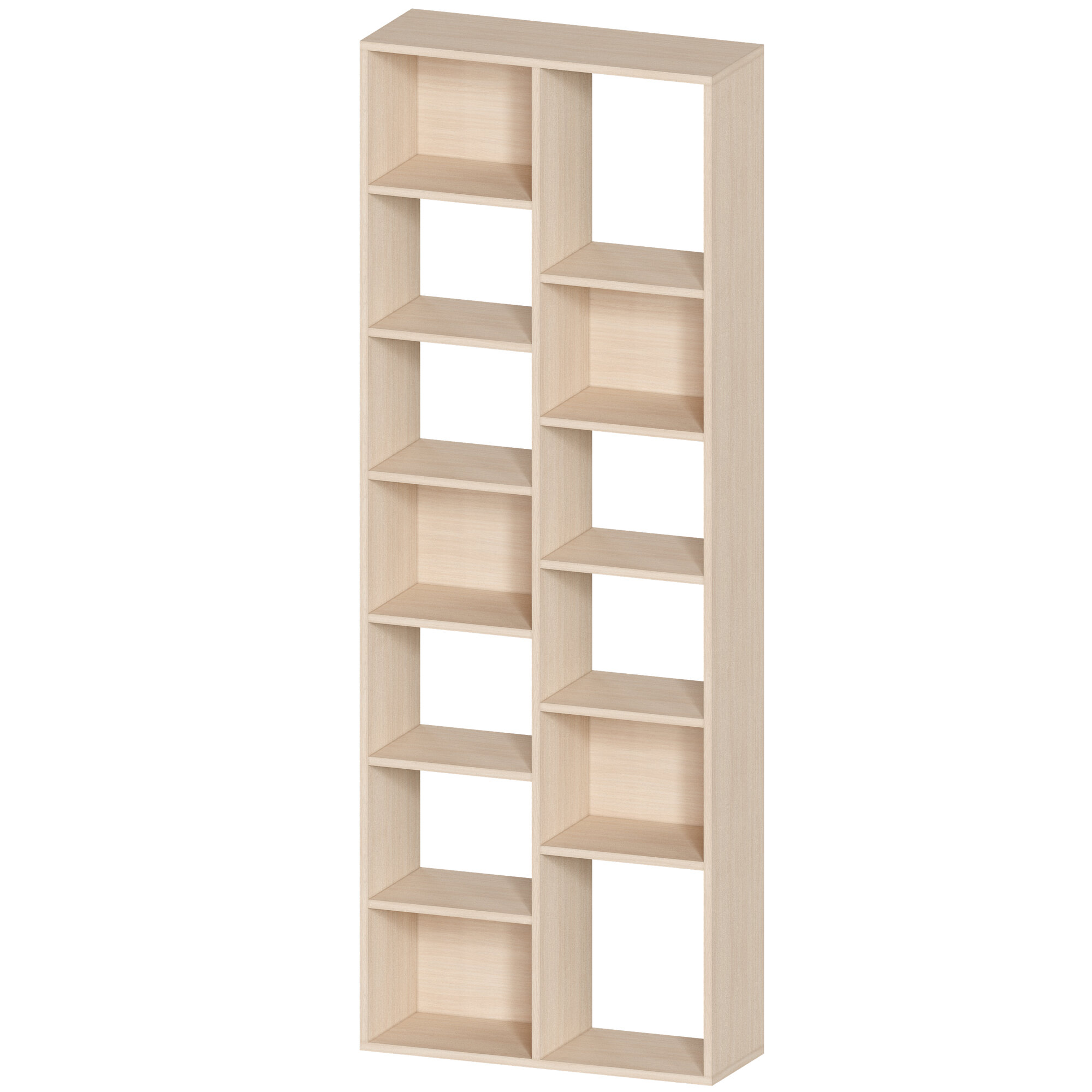 Стеллаж-перегородка sitymebel №2 Ширина 68,4 см, Глубина 25 см, Высота 188 см, цвет: Дуб молочный