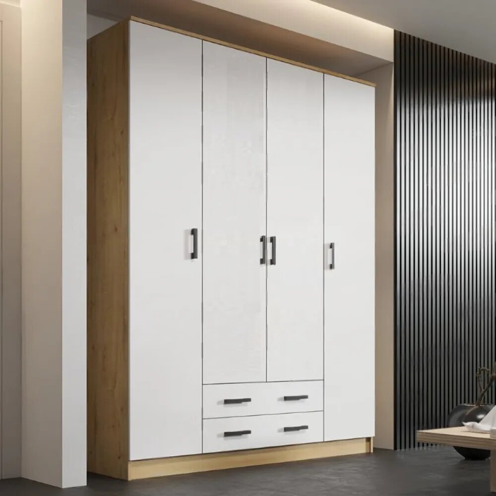 Шкаф мршр 10/Квадро без зеркал Дуб вотан/Белый