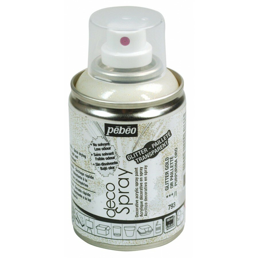 PEBEO Краска на водной основе decoSpray (аэрозоль) 100 мл 093793 под золото с глиттером