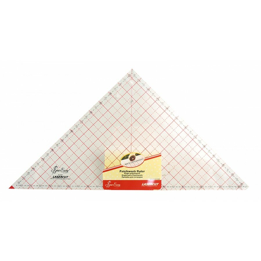 Линейка-треугольник с углом 90*, градация в дюймах, 12 1/2 x 12 7/8 46 х 23 см/ 12 1/2" х 12 7/8 прозрачный с красно-черной разметкой HEMLINE NL4205