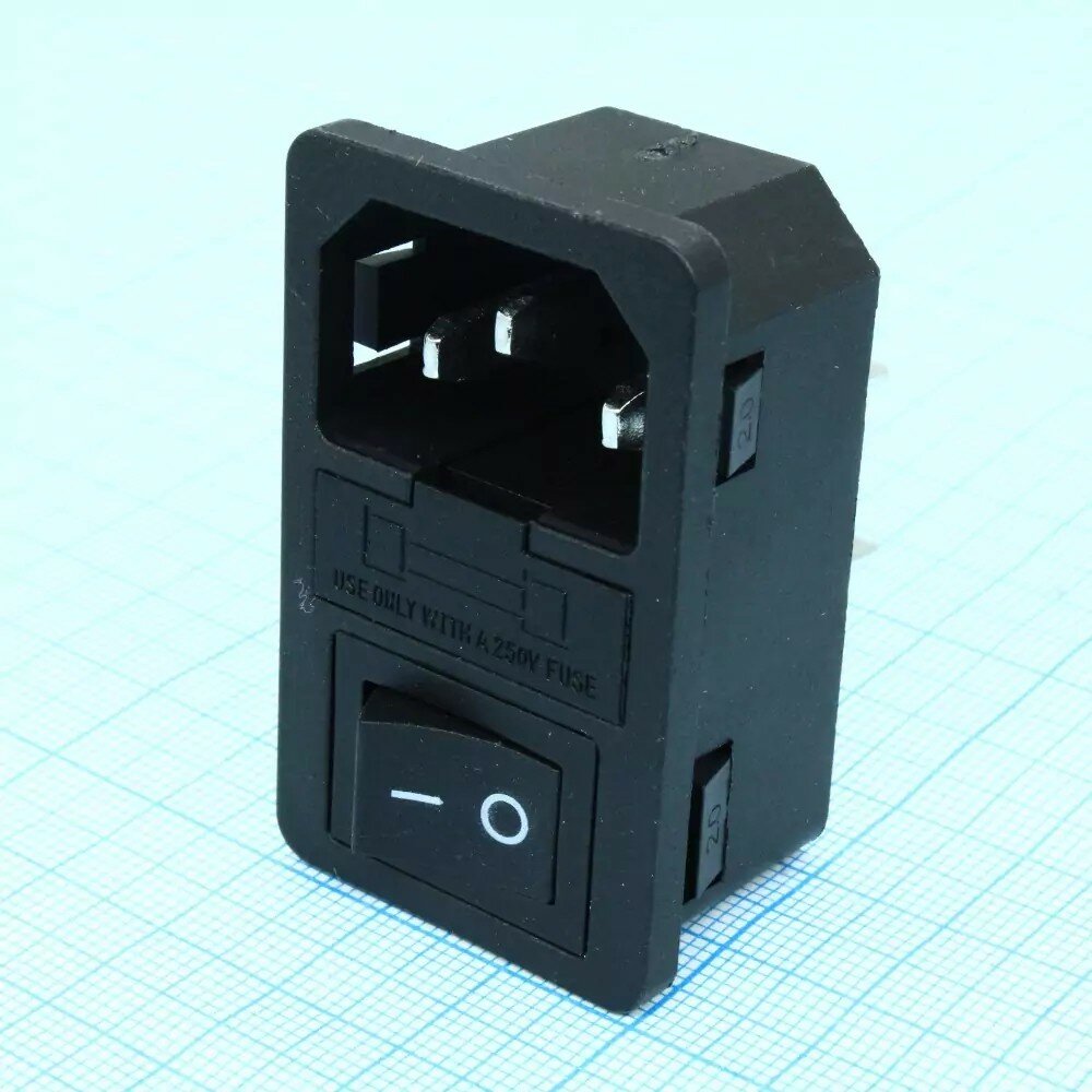 2шт. Разъём питания 220В AC-013 (AC-01) IEC320 C-14 с переключателем и предохранителем