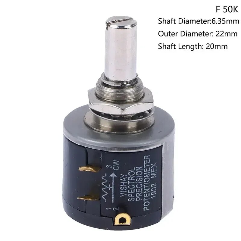 Потенциометр Spectrol F 50K, темно-зеленый, 6.35mm, 22mm, 20mm