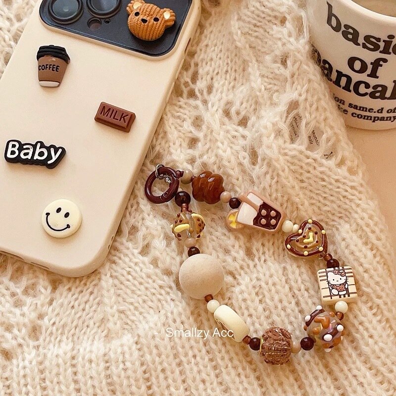 Брелок "Коричневые бусины", для чая с молоком, коллекция для подвесных кусочков