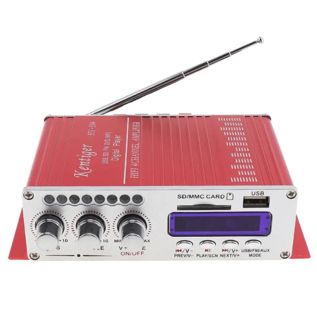 Kentiger HY-504 4CH HI-FI Автомобильный аудиоусилитель высокой мощности FM-радиоплеер Поддержка SD USB DVD MP3 Вход для автомобиля Мотоцикл Домой