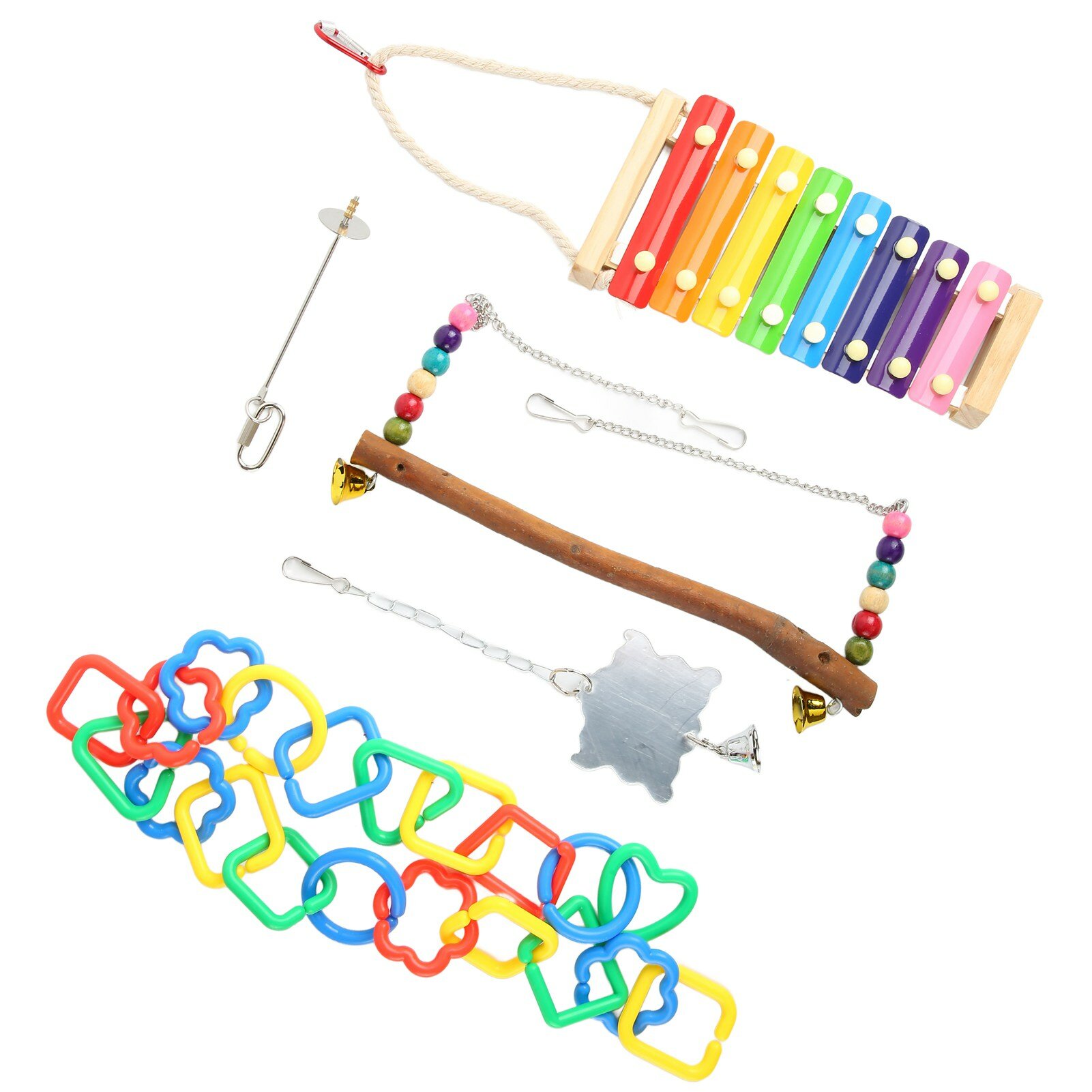 5 шт. набор игрушек для курицы, красочные куриные овощи, шампур, держатель для фруктов, качели, игрушка для попугая, курица для домашних животных