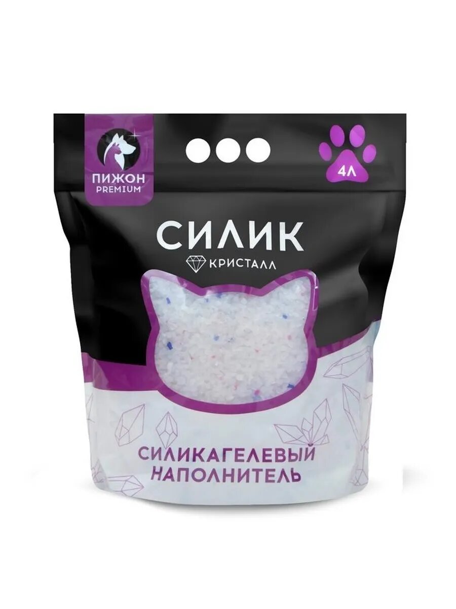 Наполнитель силикагелевый "Пижон Premium Crystal", колотый,