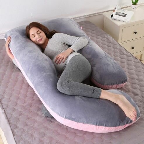 Подушка для беременных Crystal Velvet J-Shape Nursing Maternity Side Sleeper Waist Protector Maternity Pillow