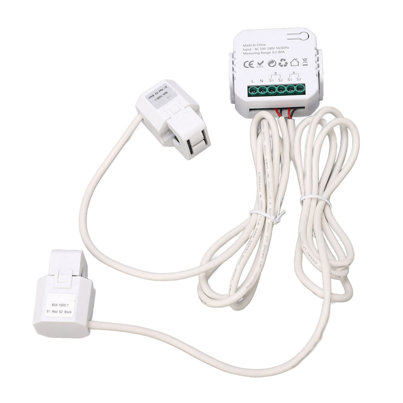 WiFi умный энергетический монитор с клепкой PJ-1103A-W, двухсторонний мониторинг, 100-240В для домашних устройств, поддержка Tuya Smart и Google Home