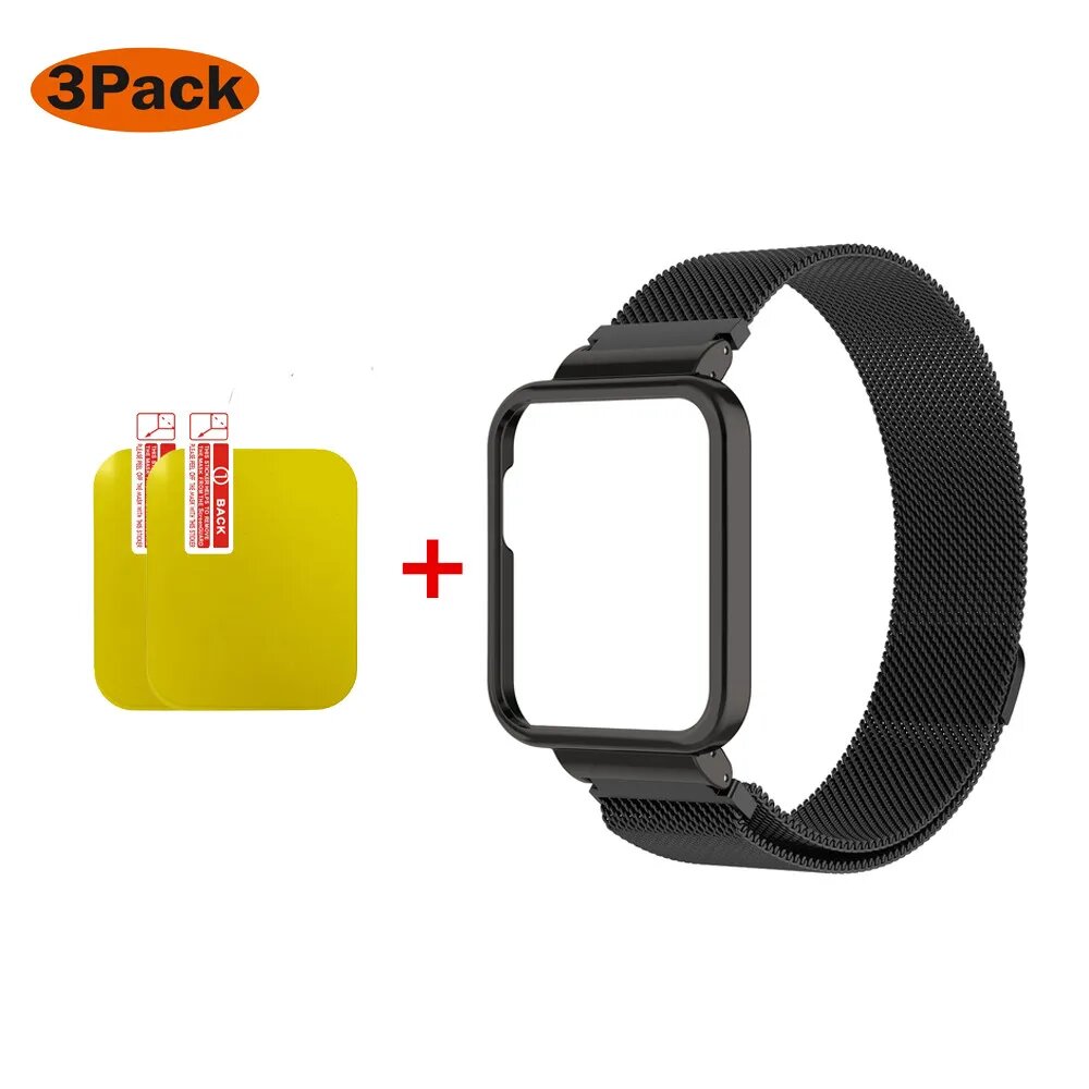 Черный ремешок "Миланская петля" Mi Watch Lite, Redmi Watch 2 Lite