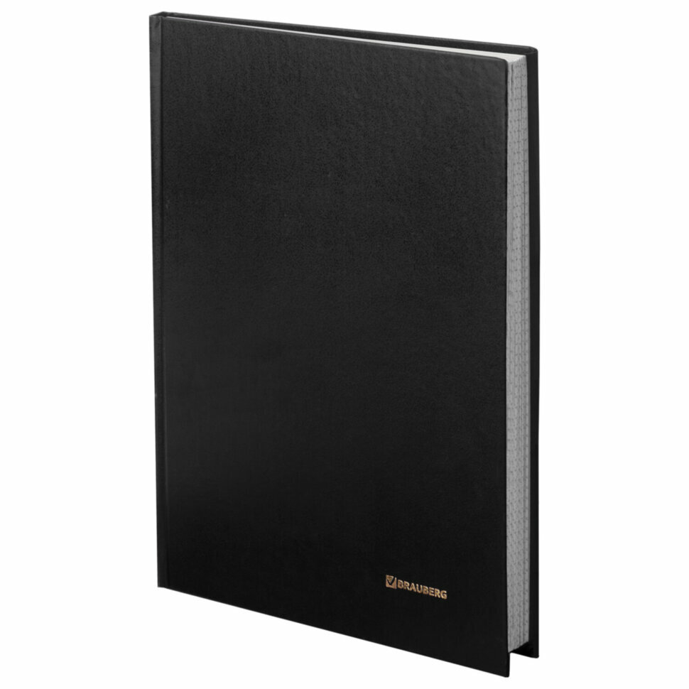 Книга учета 96 л, клетка, твердая, бумвинил, блок офсет, А4 200х290 мм, BRAUBERG, черная, 130223, 130223