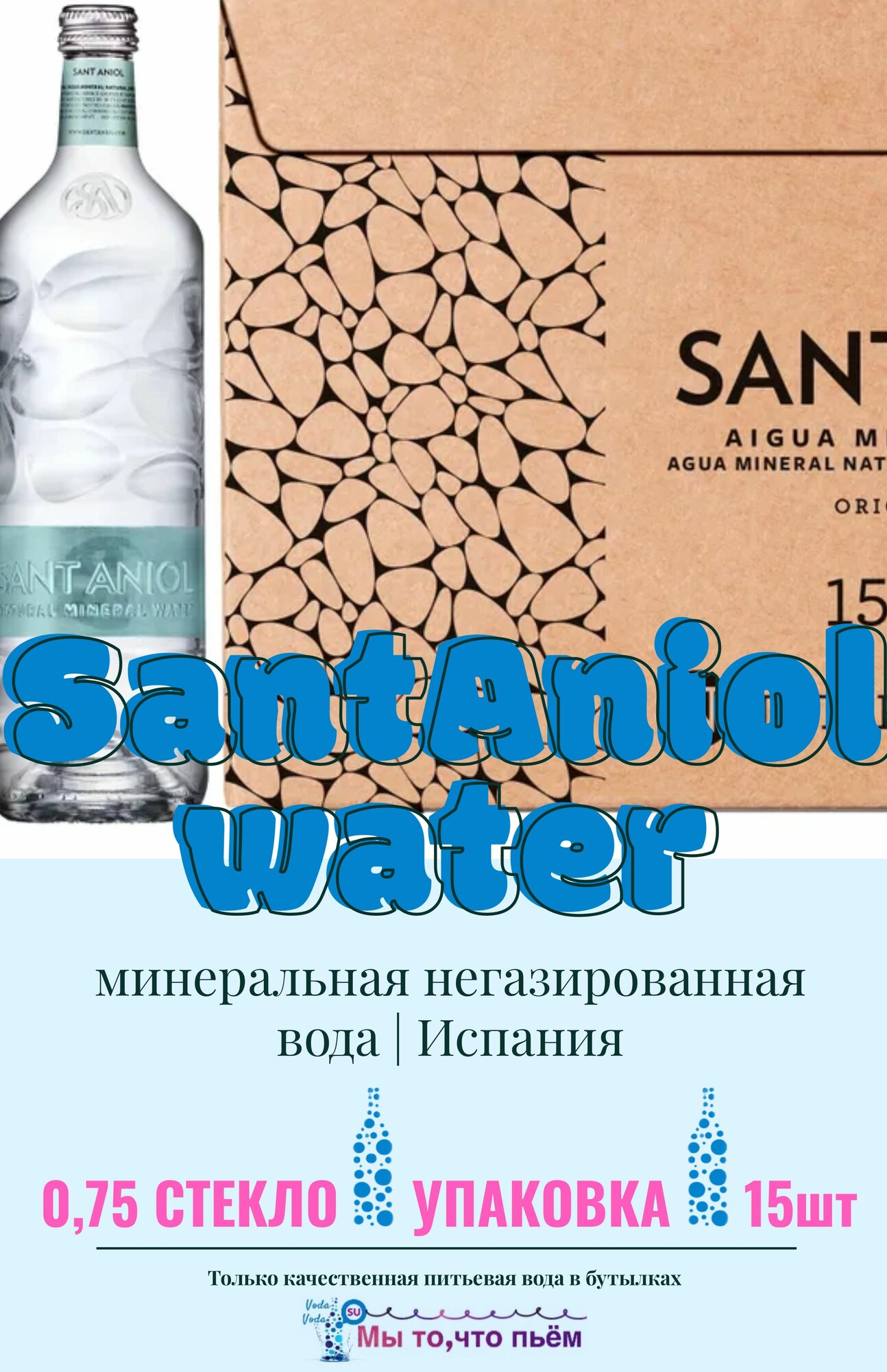 Sant Aniol (Сант Аниол) 0.75л минеральная негазированная вода в стекле, 15 шт.