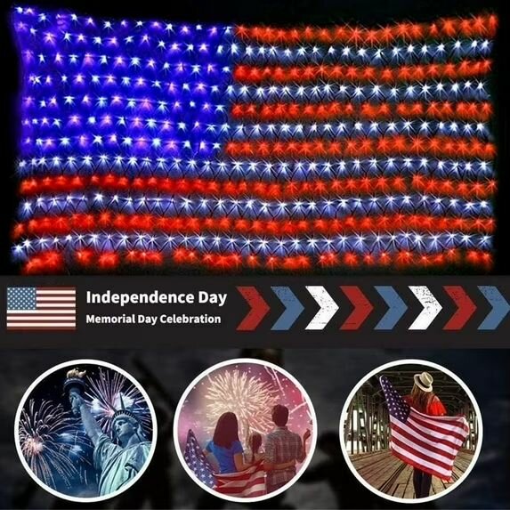 США Flag Lights String