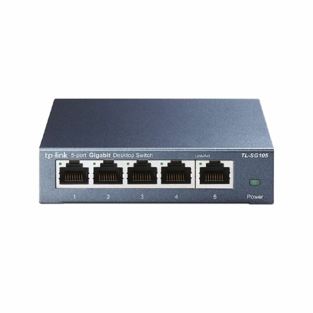 Коммутатор TP-Link TL-SG105 гигабитный неуправляемый, 5xRJ45 1Гбит/с, с поддержкой автосогласования и авто-MDI/MDIX