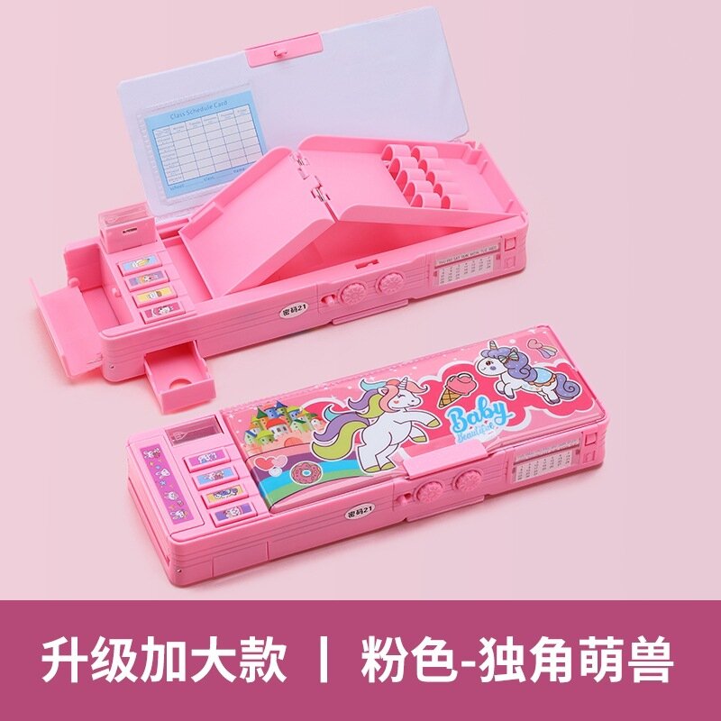 Пенал-трансформер "Однорогий милый зверь", блокировка паролем, двусторонний, для начальной школы