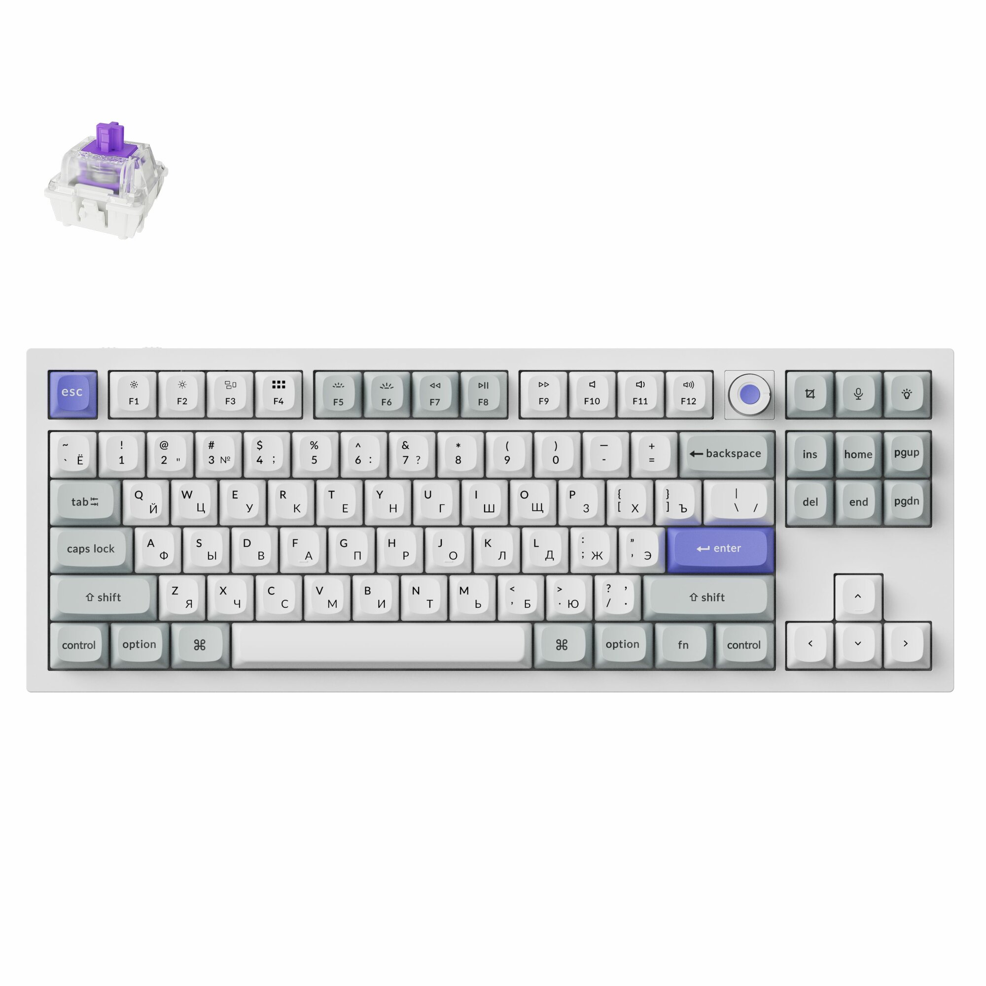 Механическая клавиатура Keychron Q3 HE (75%) White - проводная, русская раскладка, RGB, Hot Swap, кейкапы без подсветки, линейные магнитные переключатели (Gateron Nebula)