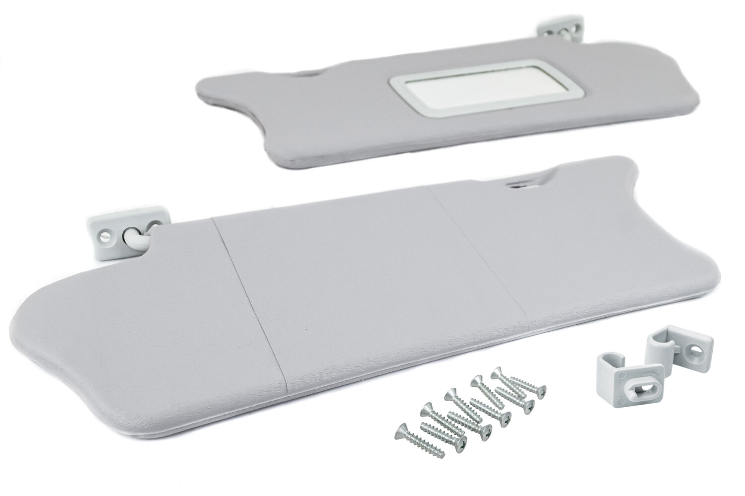 Козырьки солнцезащитные светлые с зеркалом, крючками и комплектом саморезов на ВАЗ 2110-2112