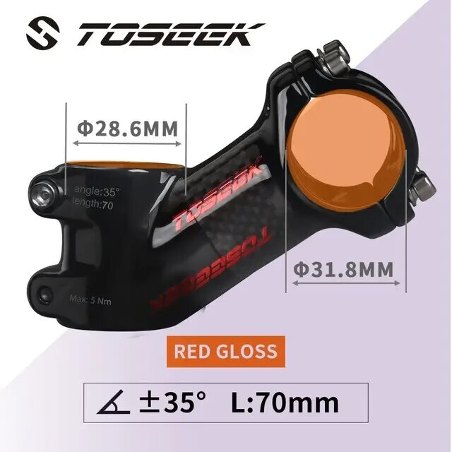 TOSEEK Вынос руля 31.8 мм, Красный, 35°/70 мм