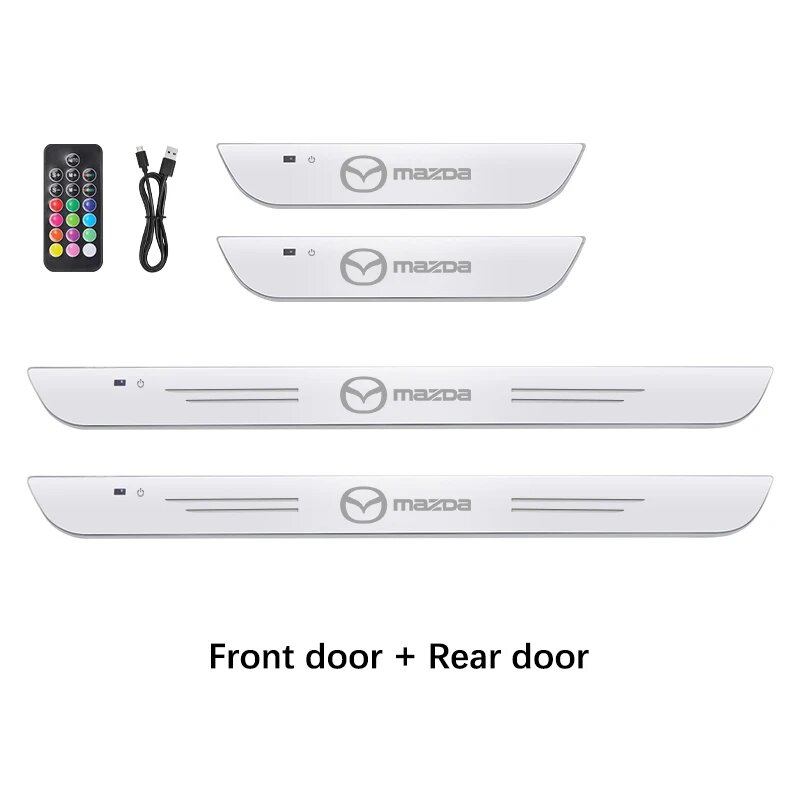 Для Mazda 2 3 6 Axela Atenza CX30 CX5 CX8 CX9 MX5 BT50 Автомобильный беспроводной светодиодный порог приветствия педали проход атмосферная лампа 4 Pcs Front and Rear