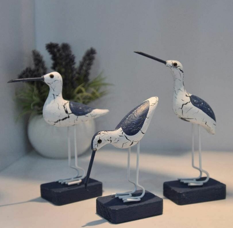 Морские Птички (комплект 3шт) декор, 15х10х5см, дерево