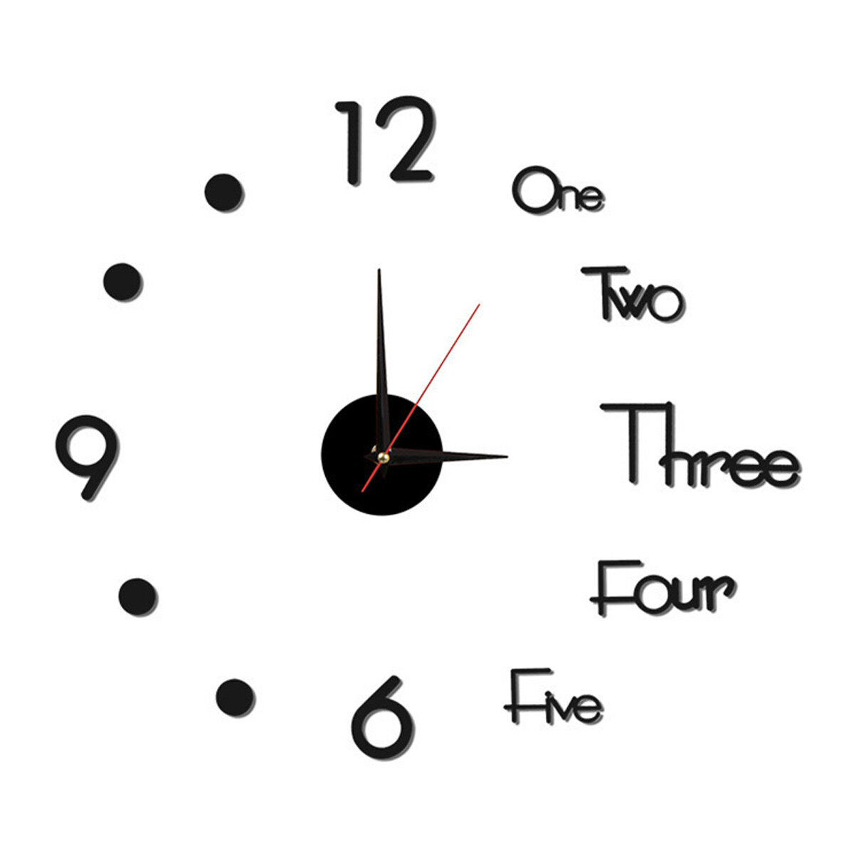 Настенные часы Night Light Бескаркасные Декоративные Светящиеся Бесшумные Часы для Гостиной Спальни Черные Маленькие 40 см /15,75 дюйма