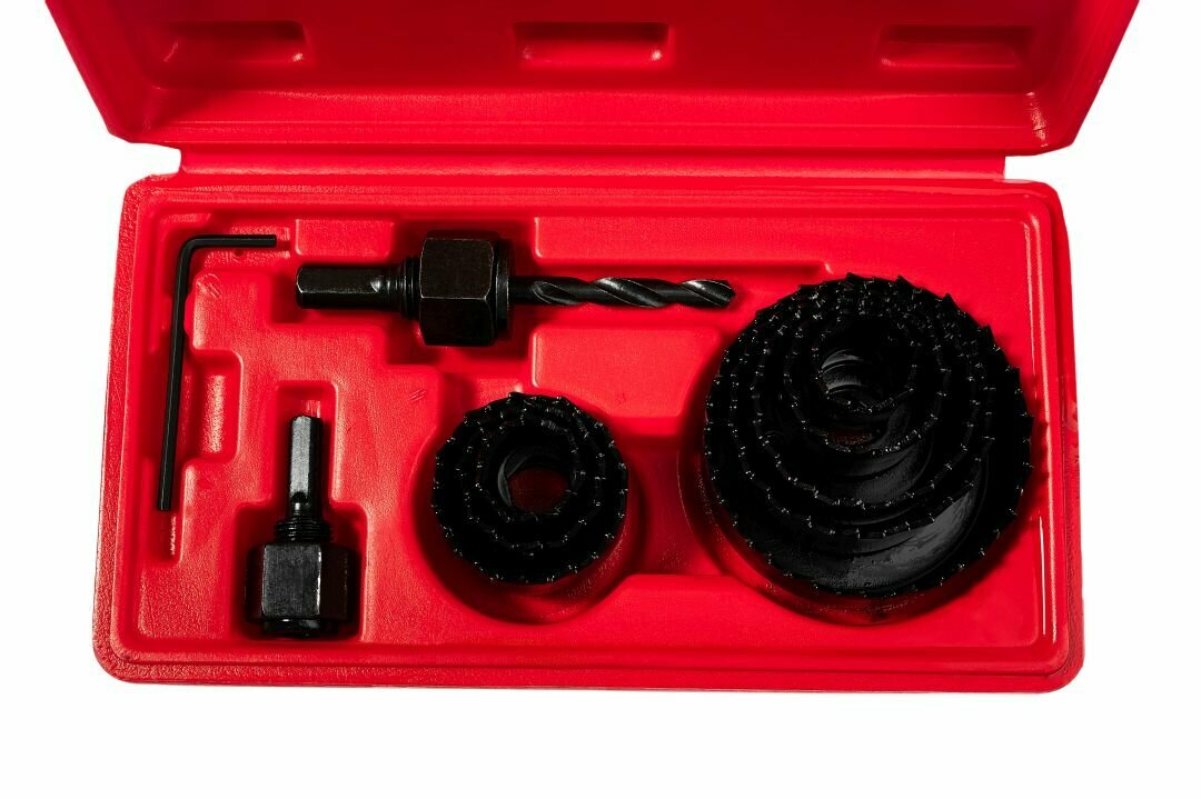 Набор кольцевых пил P.I.T, для гипсокартона и дерева, углеродистая сталь, 11шт, 19-64мм