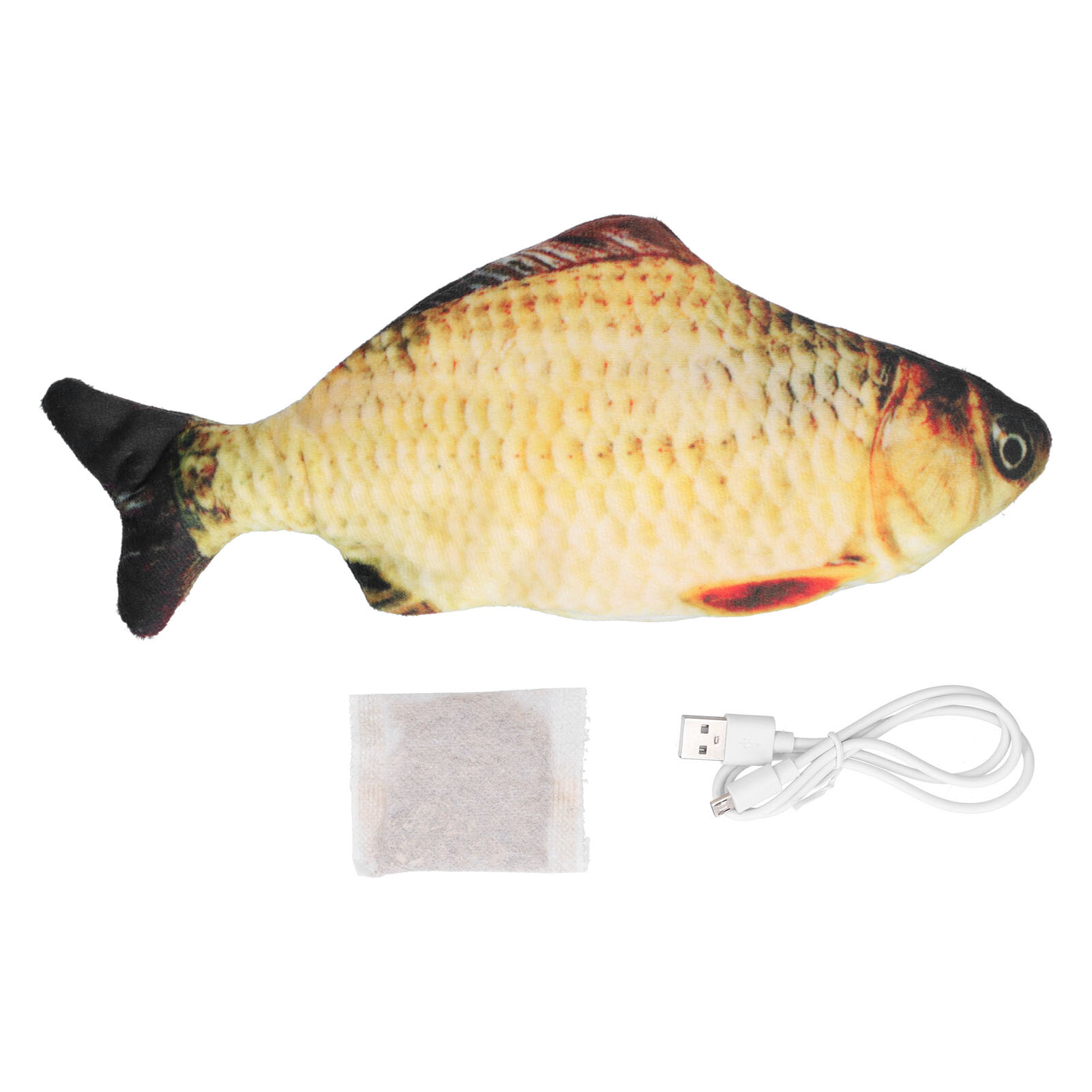 Электрическая плюшевая игрушка для кошки-рыбы, автоматическая, движущаяся, виляющая, прыгающая, имитация белого амура, перезаряжаемая через USB, интерактивная игрушка для питомца