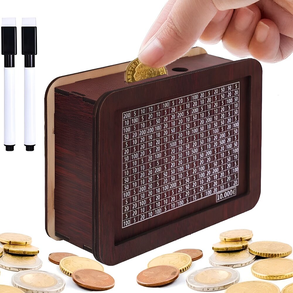 Копилка для детей и взрослых, Noonedibs, со стираемым маркером, с целью накопления сбережений и цифрами для галочки, легко устанавливается, для взрослых и детей, 17,5 x 6,2 x 12,7 см