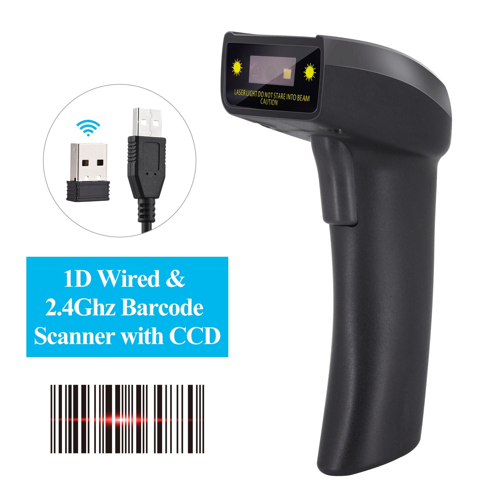 Сканер штрих-кода USB Plug and Play Портативный Считыватель для Розничной библиотеки супермаркета 1D Проводной 2.4G Беспроводной