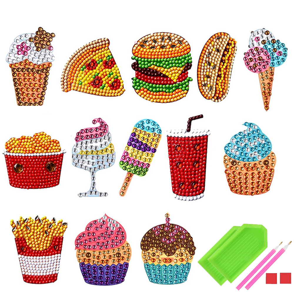 Детский набор из 19 алмазных картин, наборы для 5D-вышивки мороженого, набор наклеек для самостоятельной вышивки алмазами для детей, подарок на день рождения и украшение для стены в доме