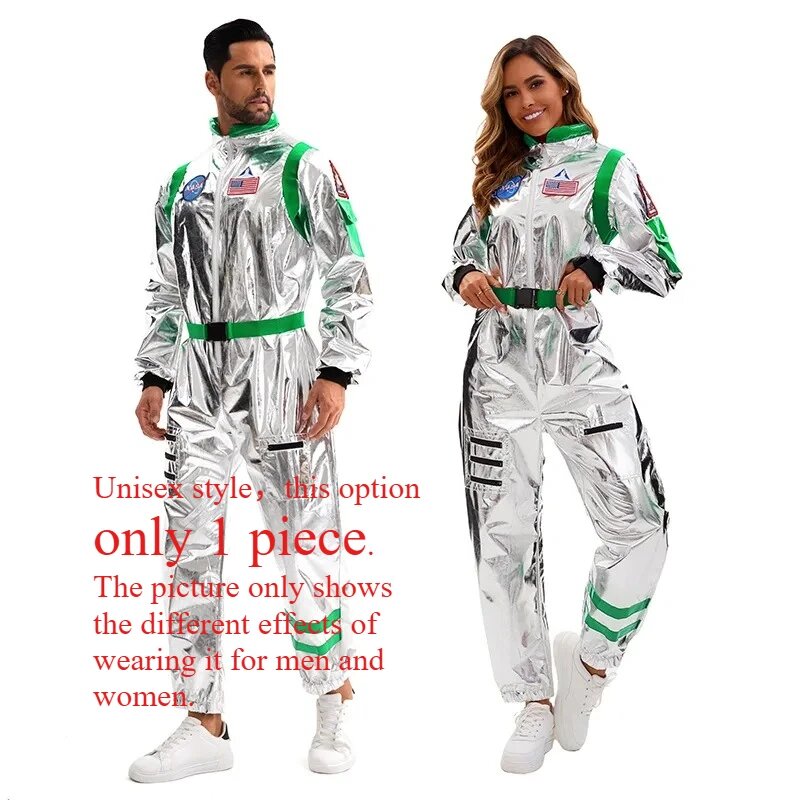 Комбинезон на Хэллоуин, наряды космонавта, серебряный костюм космонавта для взрослых, мужской и женский костюм космонавта для пар, нарядное праздничное платье для косплея