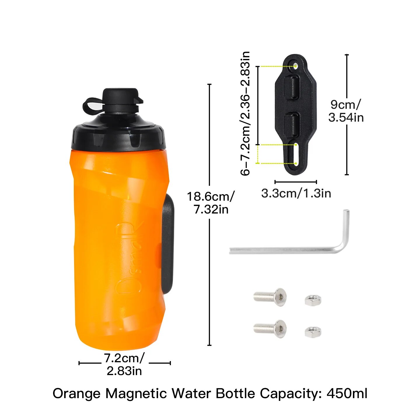 OsmaR Магнитная бутылка для воды 450/600/750 мл Оранжевый, Orange 450ml