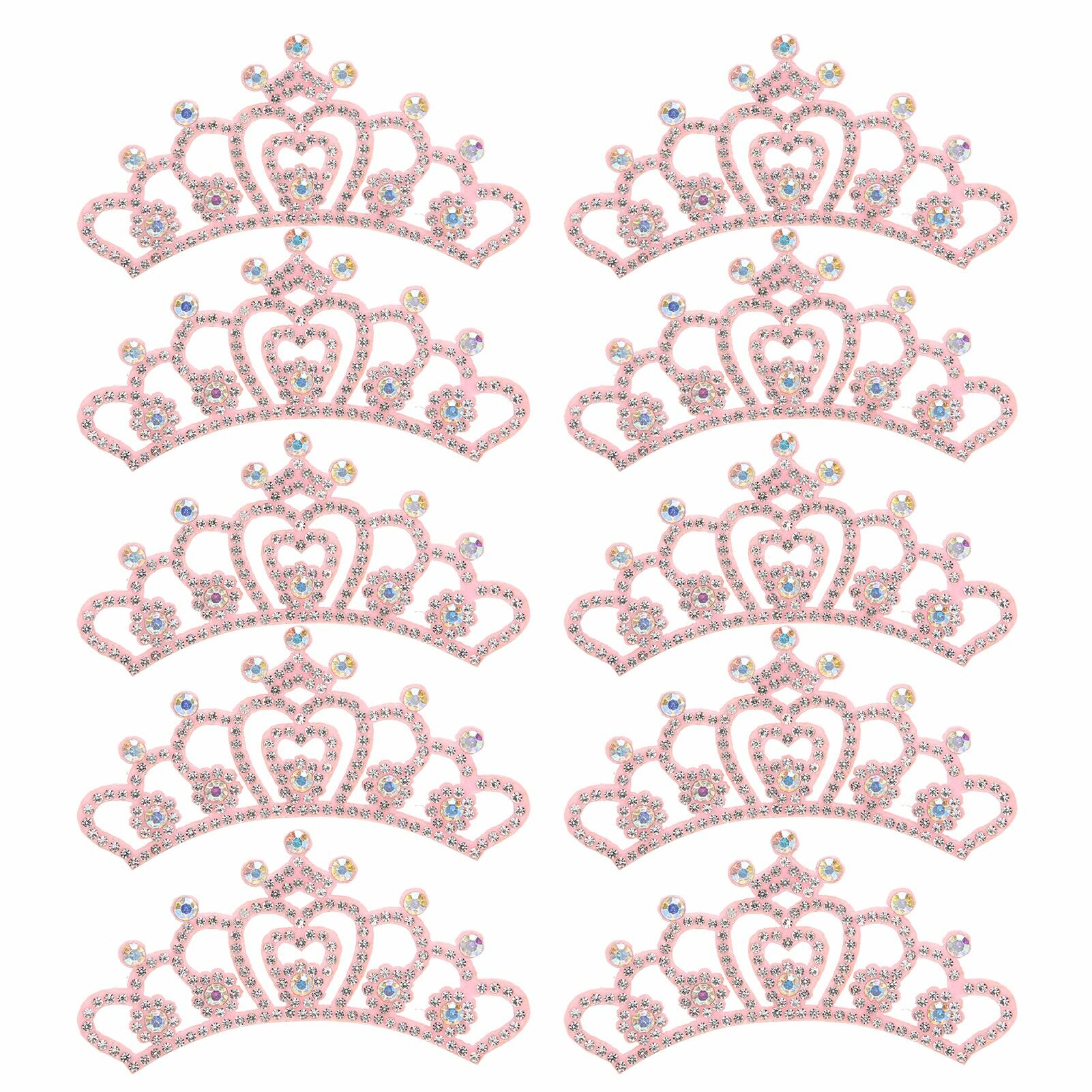 10 шт. Наклейки-короны с стразами для одежды, 8,8x4,5 см, розовый цвет, подарок для девочек, ручной труд