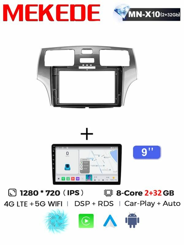 Магнитола 9" Mekede MN X10 Pro 2/32 Gb Lexus ES300 ES 300 ES330 XV30 ES 330 2001-2006 carplay