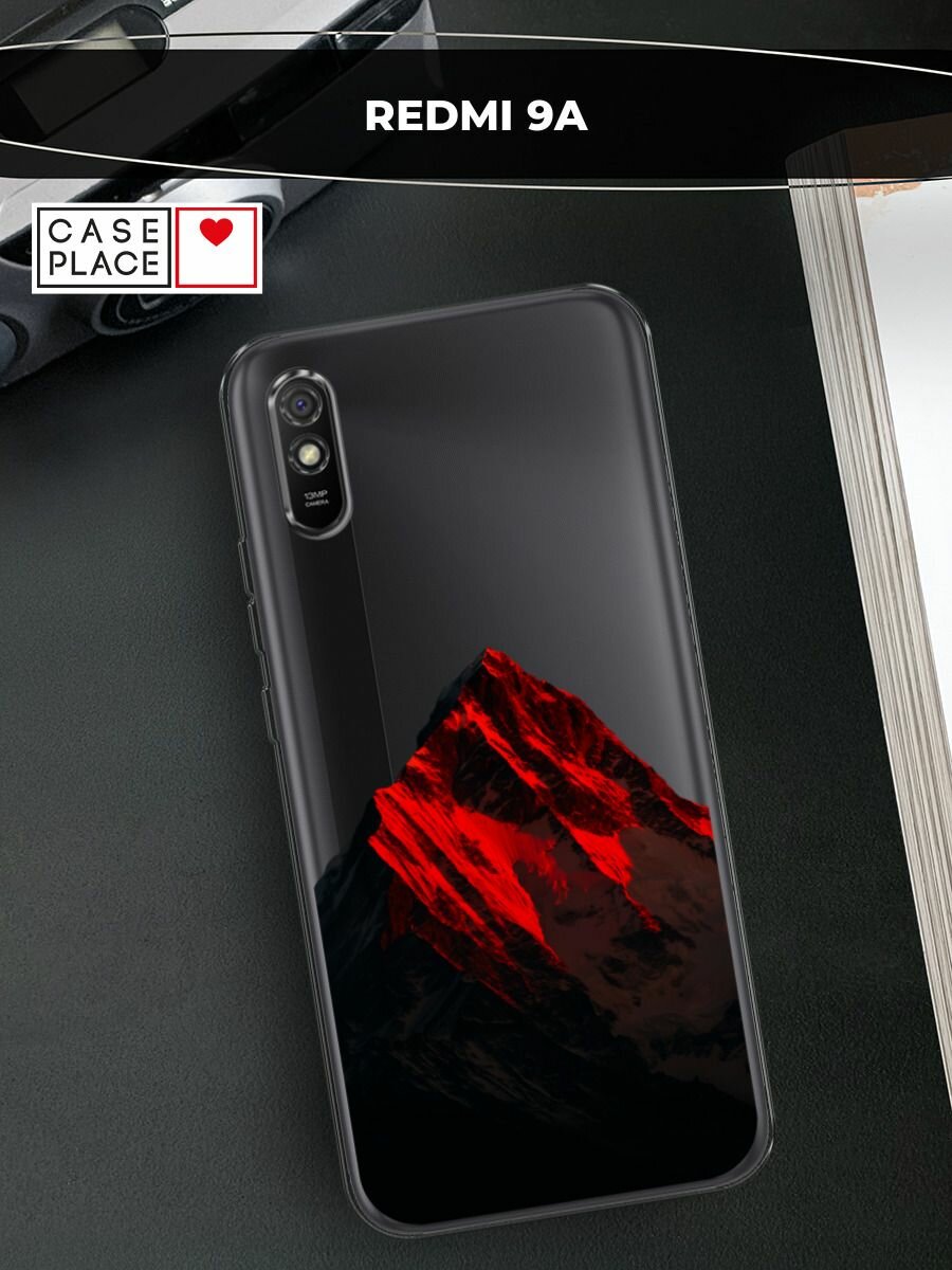 Чехол на Xiaomi Redmi 9A / Сяоми Редми 9А с принтом Красная гора 2, прозрачный