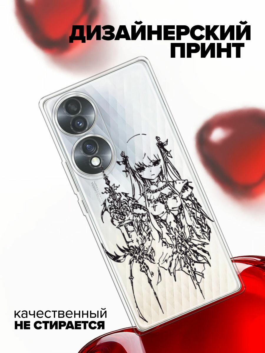 Силиконовый чехол на Honor 70 / Хонор 70 с принтом Аниме девушка с мечом — фото 1