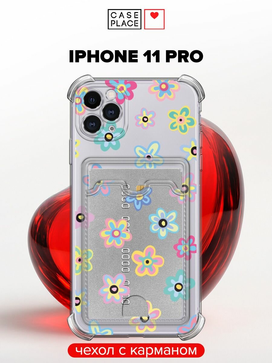 Чехол на Apple iPhone 11 Pro (Айфон 11 Pro) с картой и принтом Летние цветочки