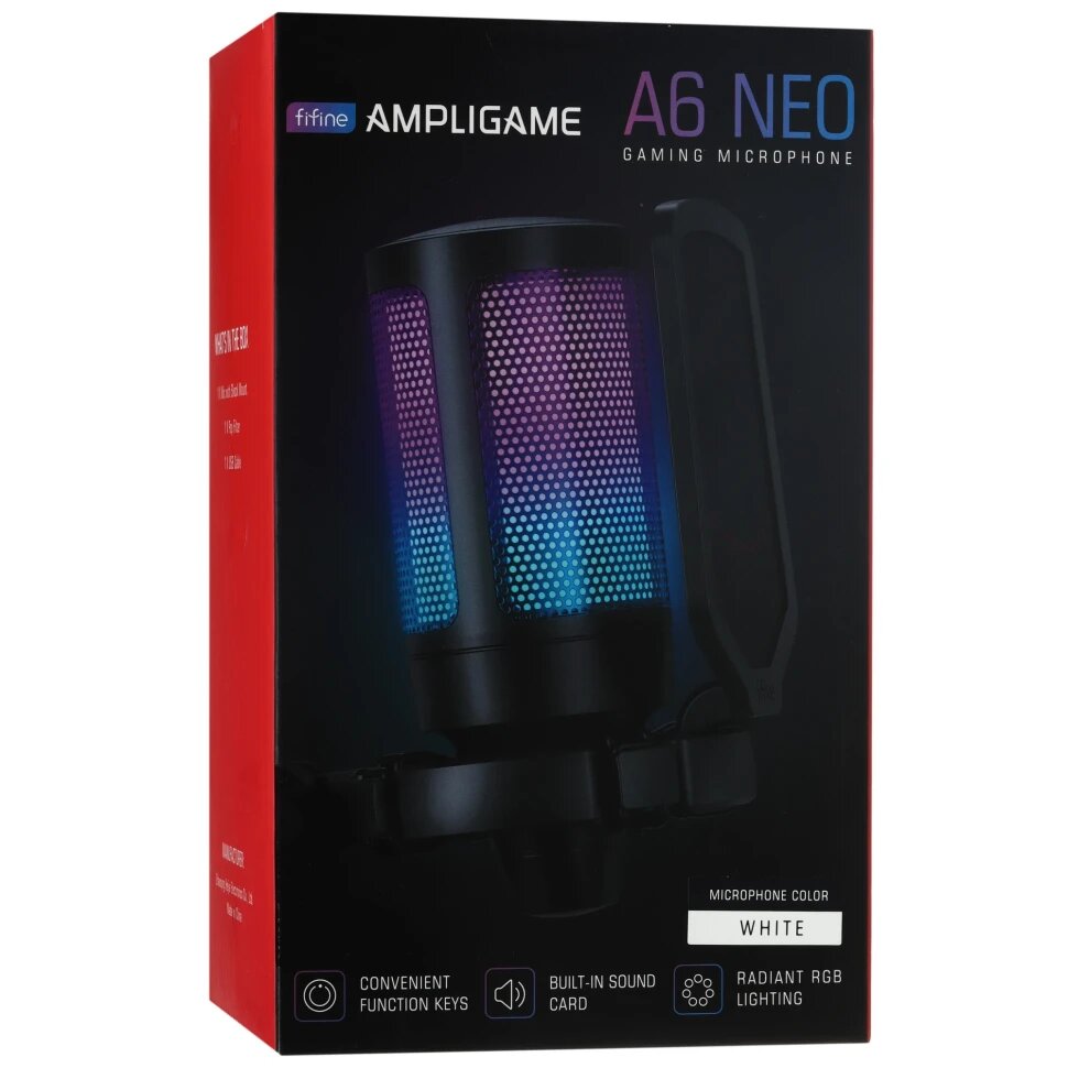 Микрофон Fifine A6 NEO белый, настольный, конденсаторный, кардиоидный