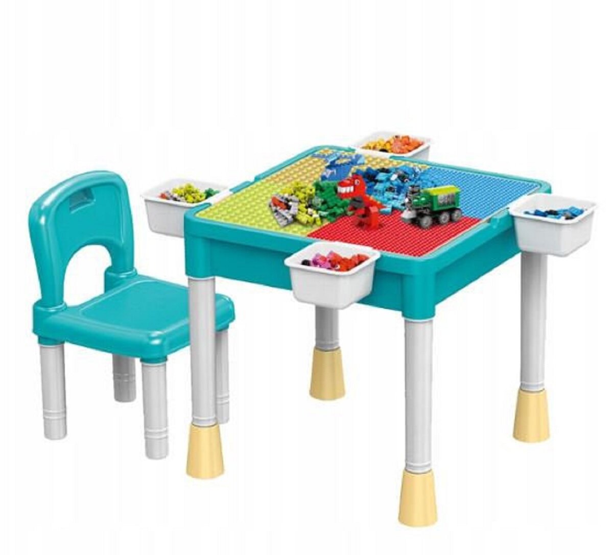 Набор LELE BROTHER "Table Block", стол и стул, игровое поле для конструктора, 58 см x 47 см x 51.5 см