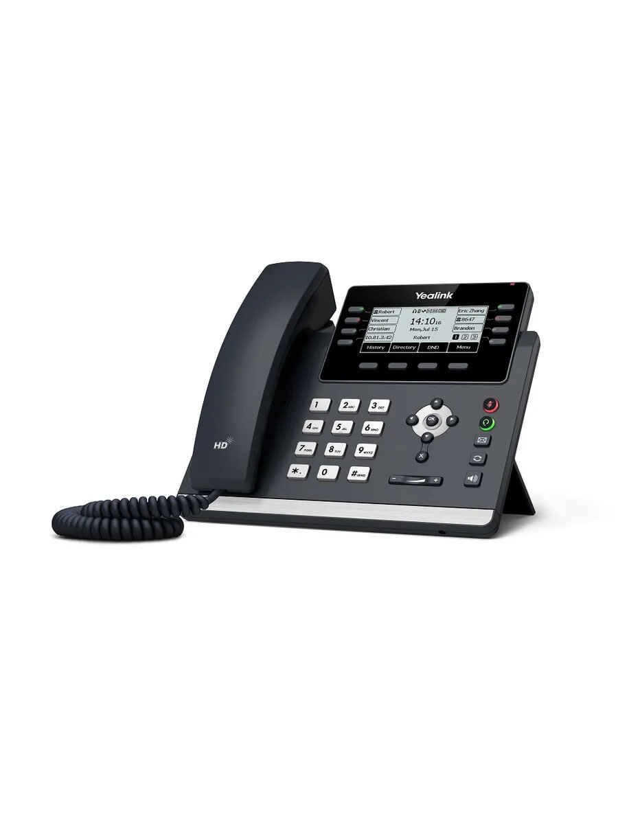 VoIP-телефон Yealink SIP-T43U, 12 линий, монохромный дисплей, черный