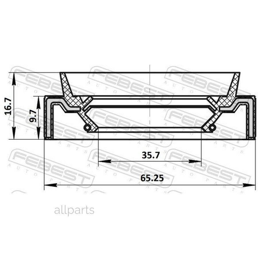 FEBEST 95JAY-37651017R Сальник привода 35.7x65.25x9.7x16.7