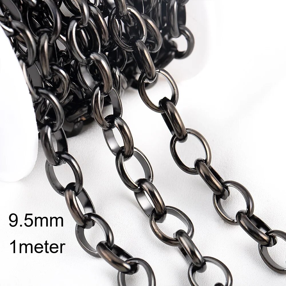 MINGXUAN Черная цепочка из нержавеющей стали 1 метр для рукоделия
