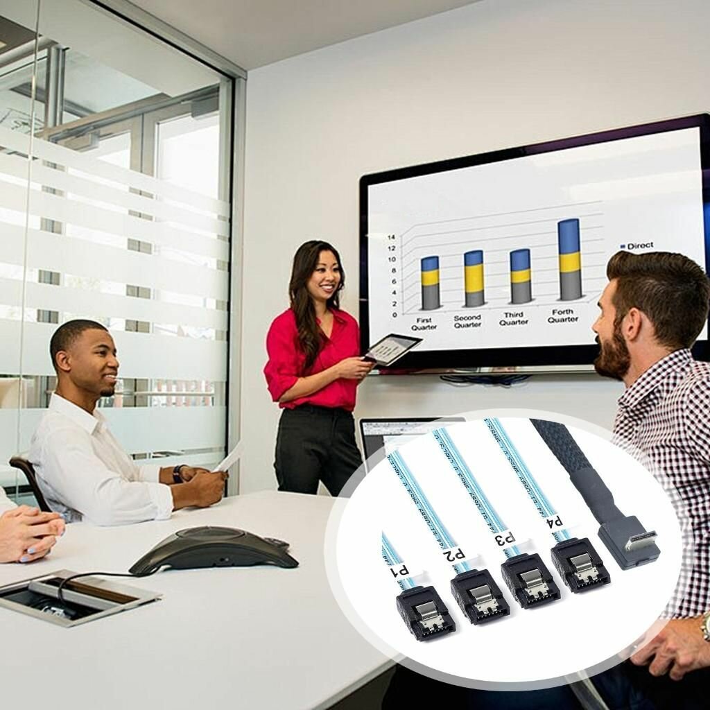 Кабель PCIe OCuLink SFF 8611 4i на 4x7P, 50cm