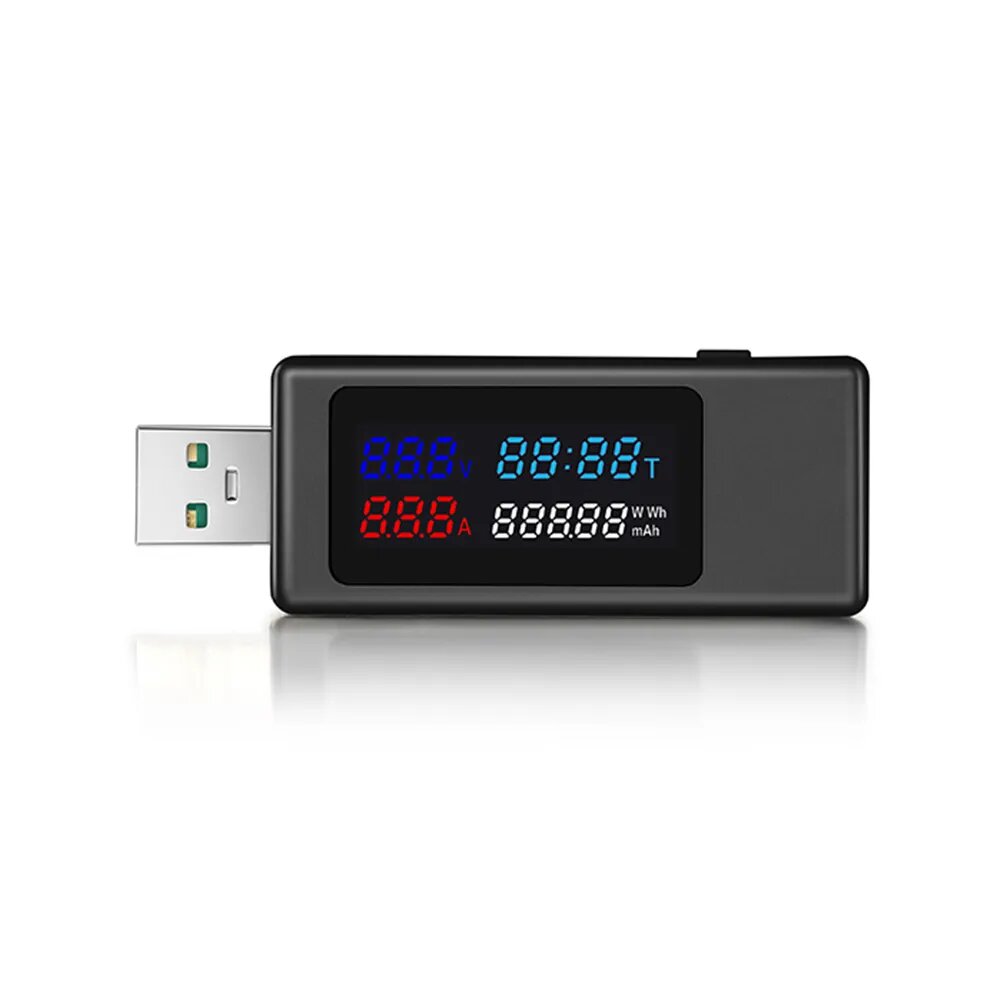 N0(G O F M) 6 в 1 USB-тестер DC4-30V IPS Дисплей Цифровой детектор напряжения и времени измерения емкости совместим с тока, напряжения,